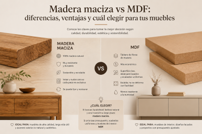 Madera maciza vs MDF: diferencias y cuál elegir para tus muebles